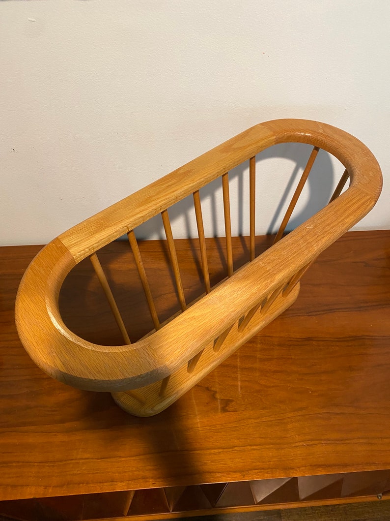 Scandinavian Mid-century Modern Oval Solid Oak Wood Danish Magazine ...