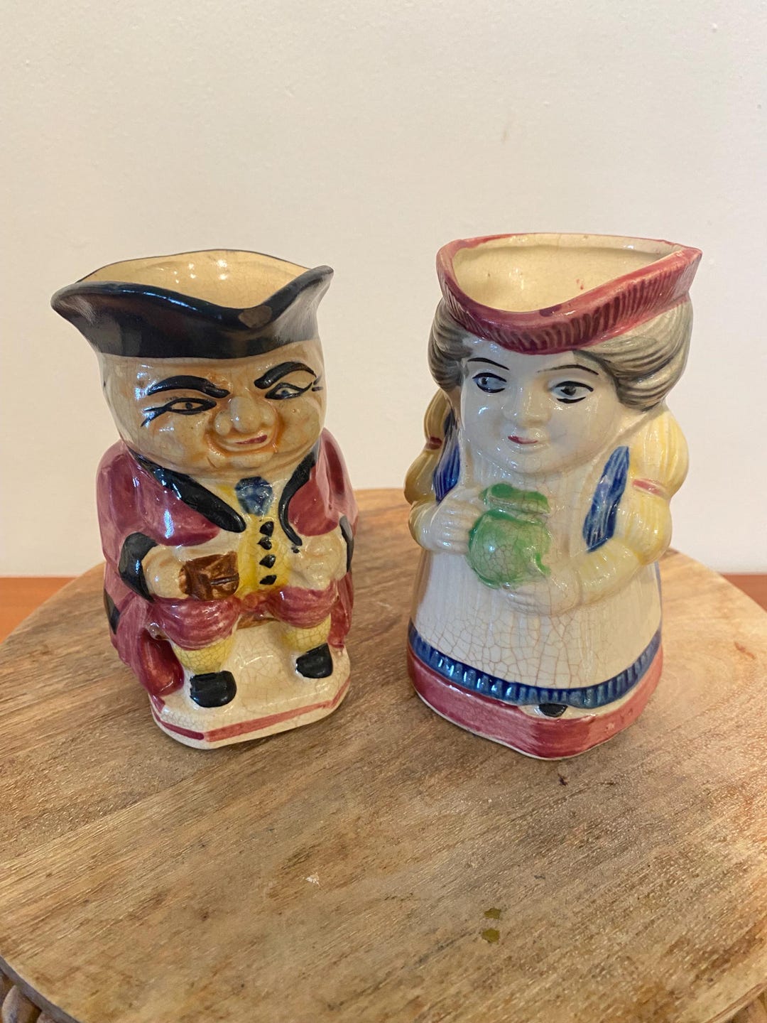 Vintage Toby Jugs: Colonial Man and Woman Ceramic Pitchers - Etsy