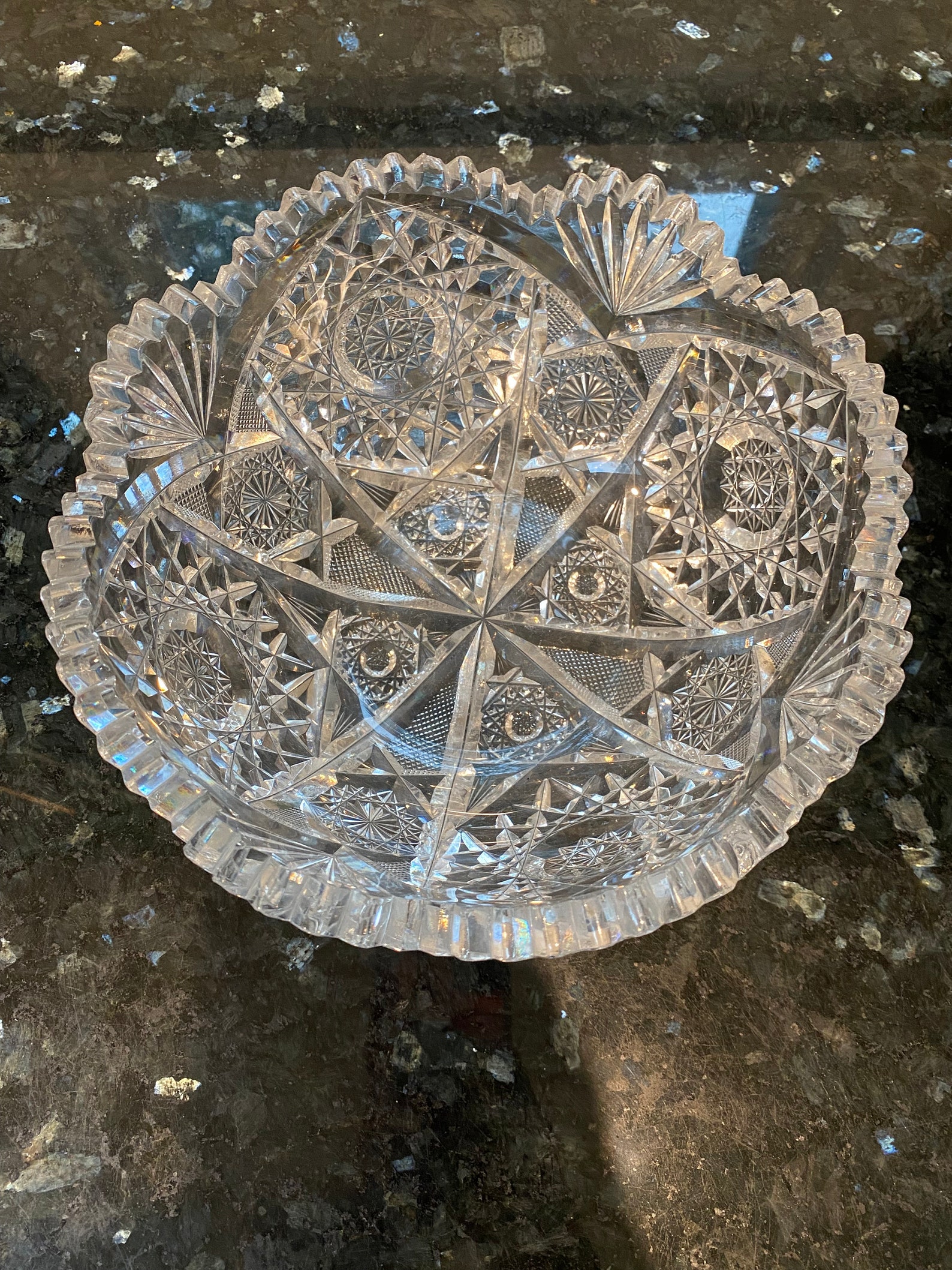 Antique American Brilliant Bowl Leaded Crystal Cut Glass Hobstar ...
