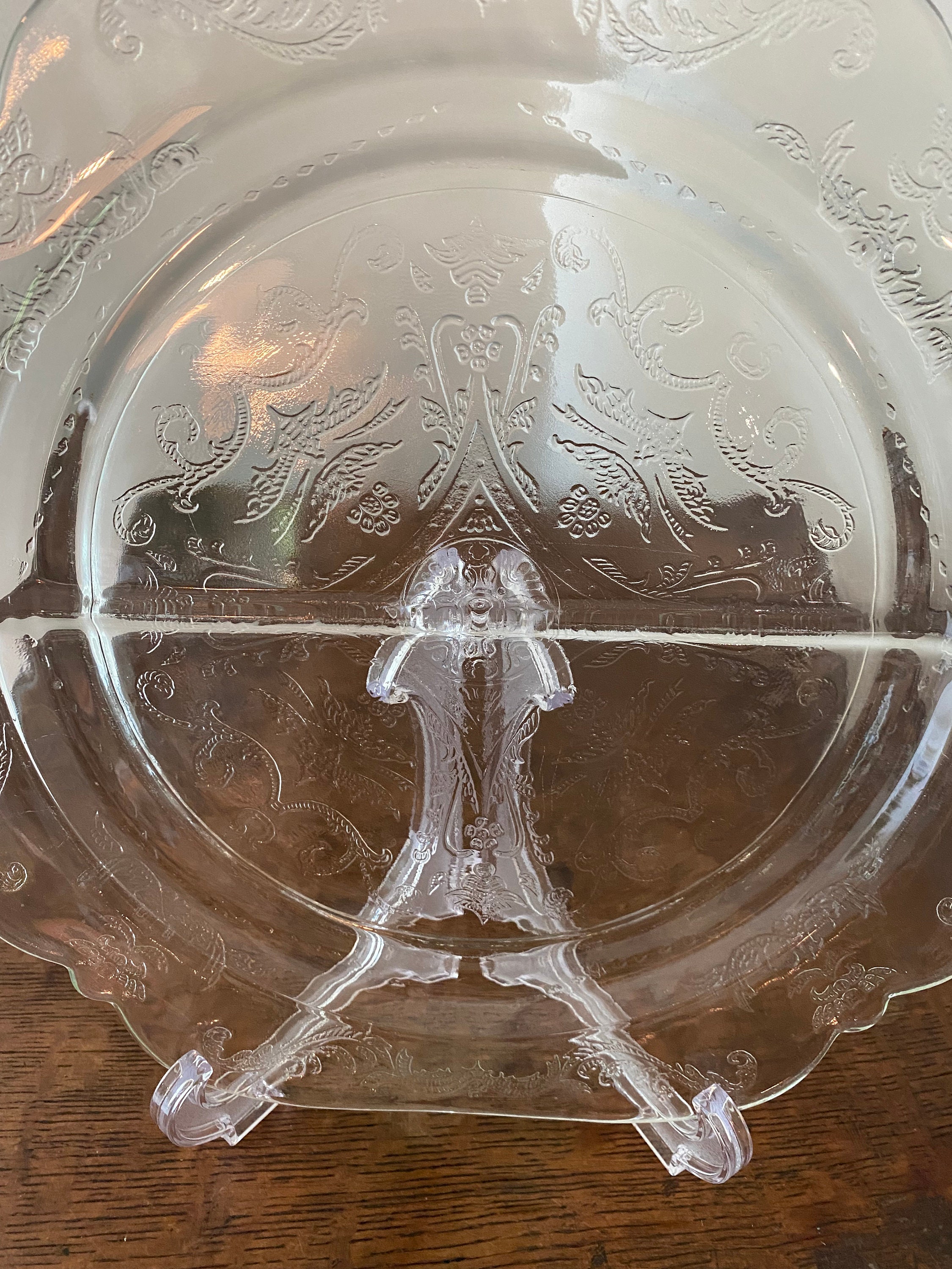 Vintage Clear Depression Glass Square Divided Plate - Madrid Pattern ...