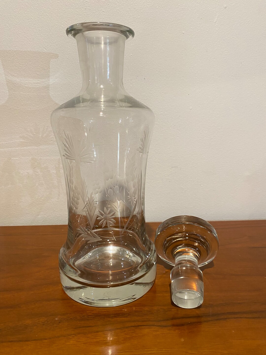 Vintage Etched Glass Decanter by Leonard Silver Co. Summerfield Pattern ...