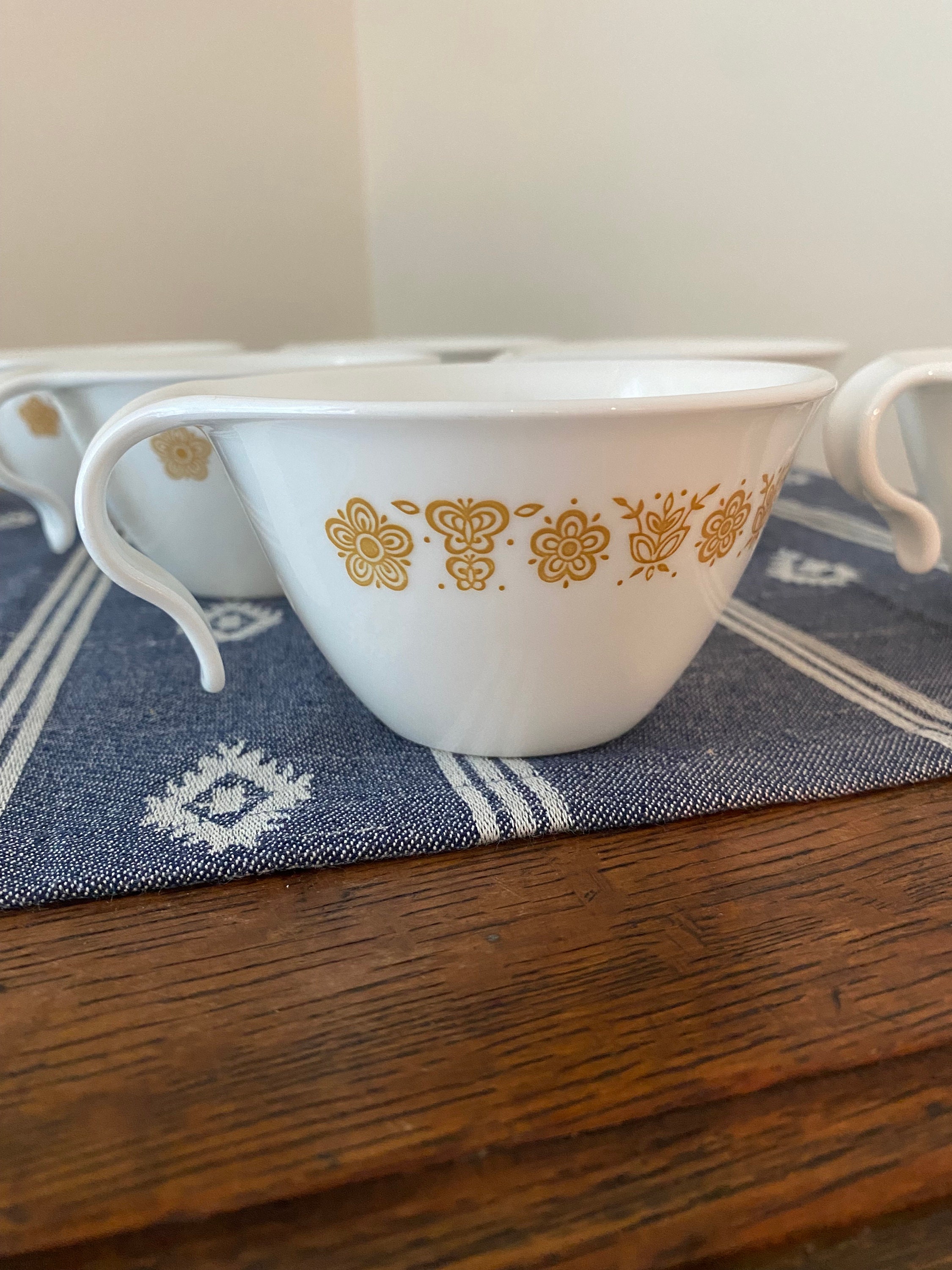 Corelle Butterfly Harvest Gold Hook Handle Coffee Cups Mugs Set of 6 - Etsy