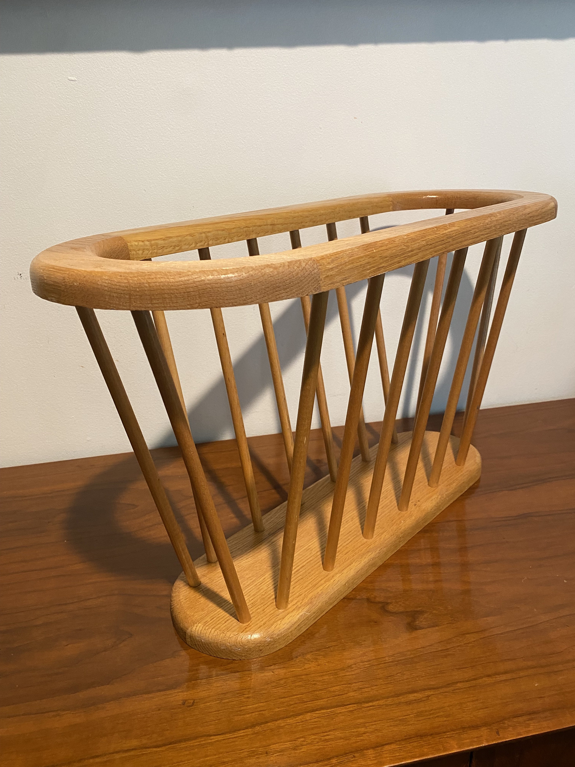 Scandinavian Mid-century Modern Oval Solid Oak Wood Danish Magazine ...