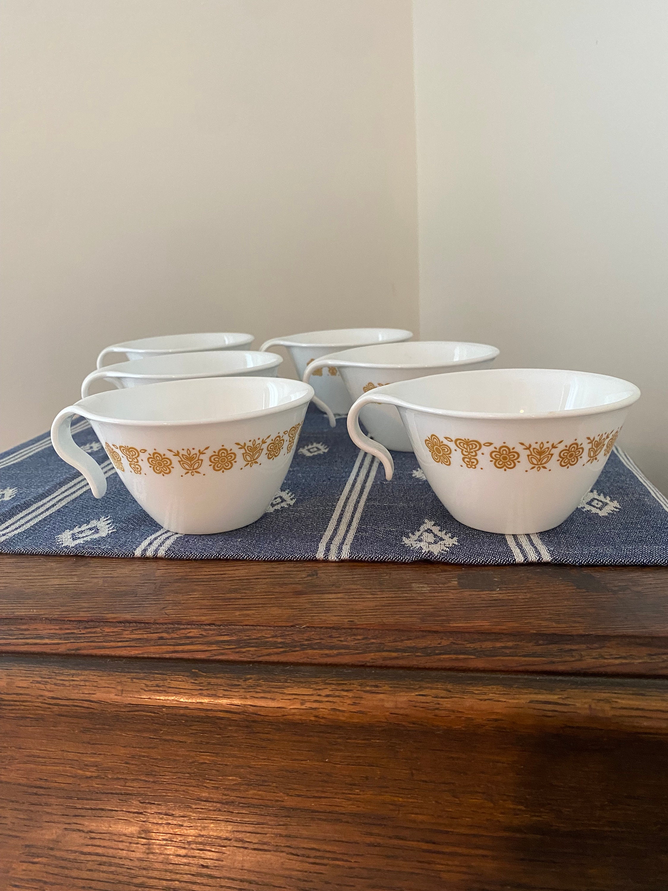 Corelle Butterfly Harvest Gold Hook Handle Coffee Cups Mugs Set of 6 - Etsy