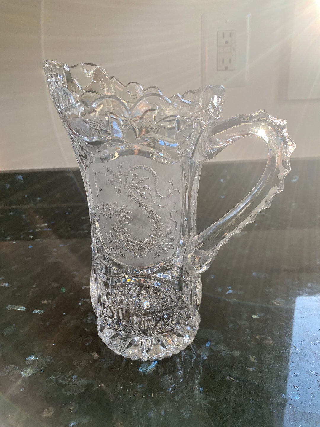 Crystal Dragon Pitcher by Hofbauer Crystal Co. West Germany 1950's - Etsy