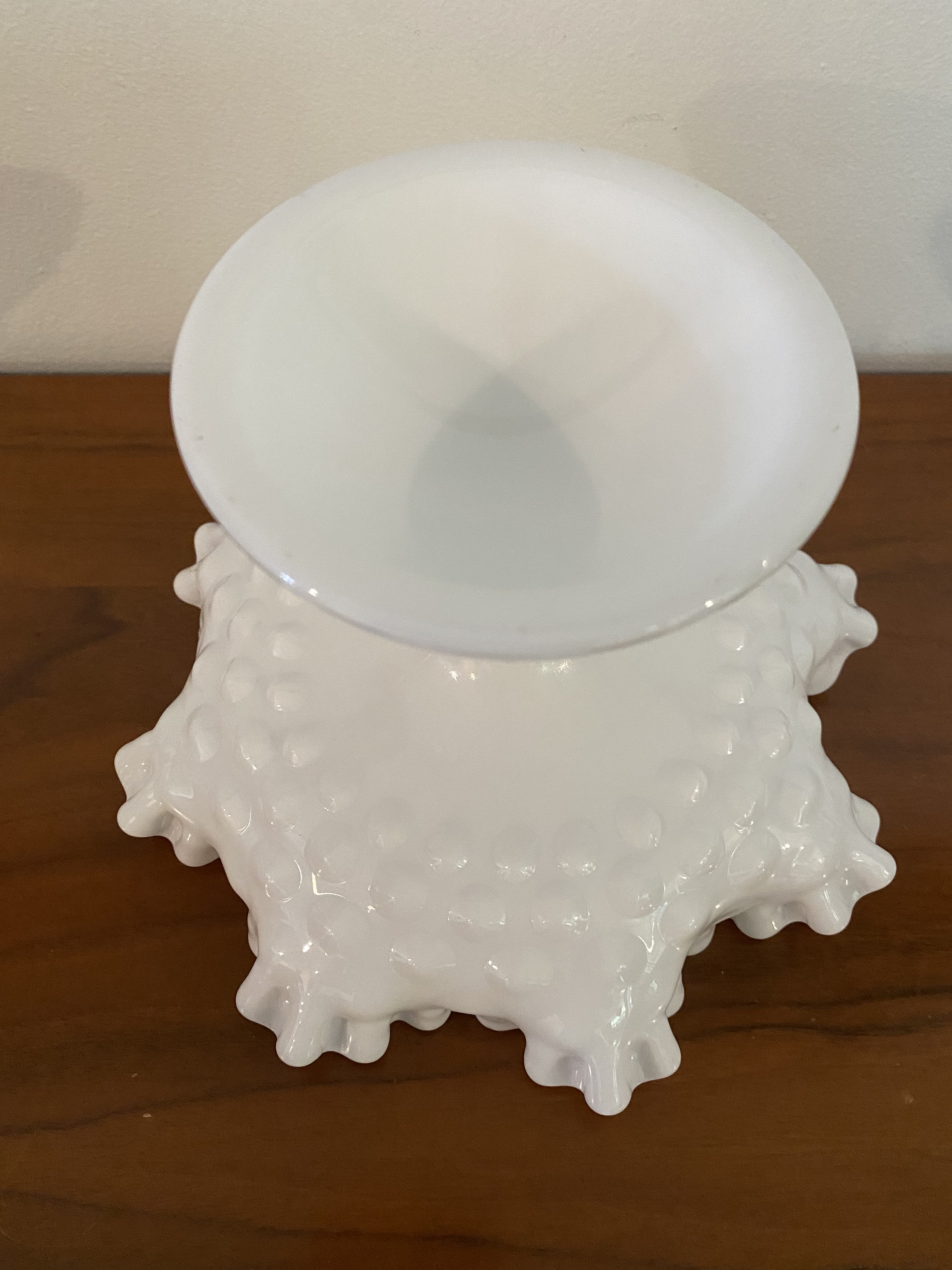 White Fenton Hobnail Footed Candy Dish - Etsy