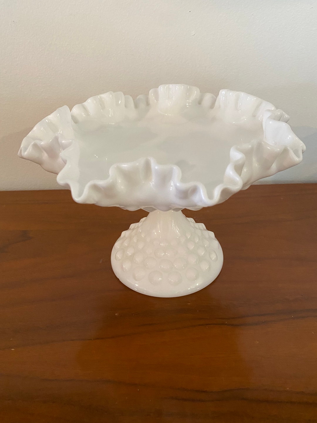 White Fenton Hobnail Footed Candy Dish - Etsy