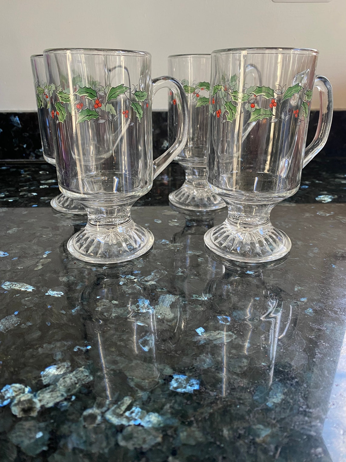 Celebrate the Season Christmas Holly Coffee Mugs - Set of 4 - Etsy