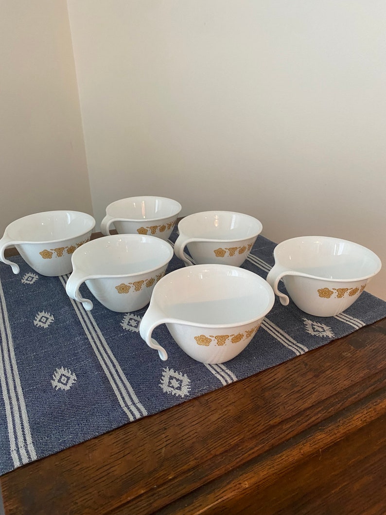 Corelle Butterfly Harvest Gold Hook Handle Coffee Cups Mugs Set of 6 - Etsy
