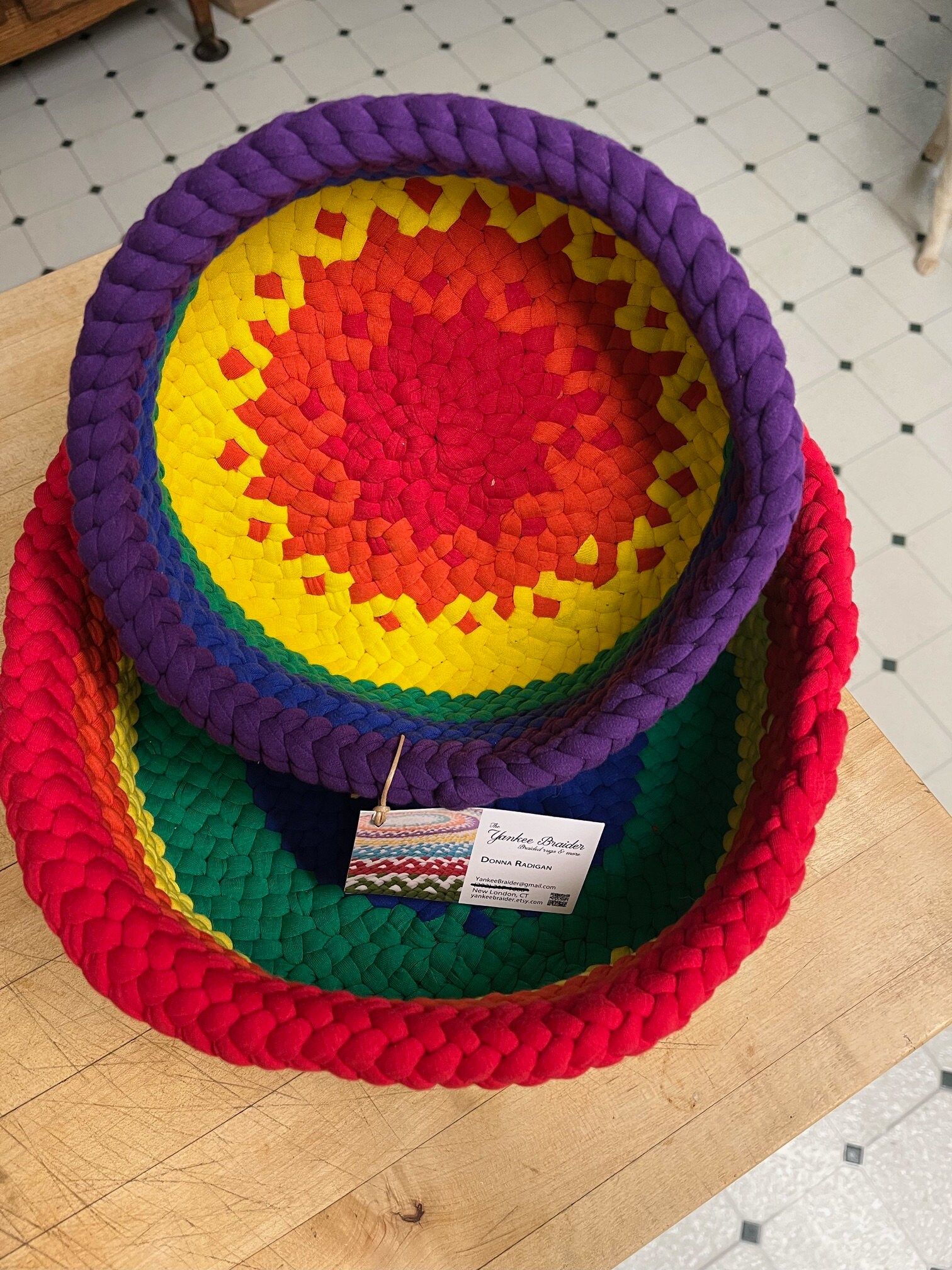 Cat and Kitten Nap Basket Handsewn Braided (10" or 12") Customize Your ...