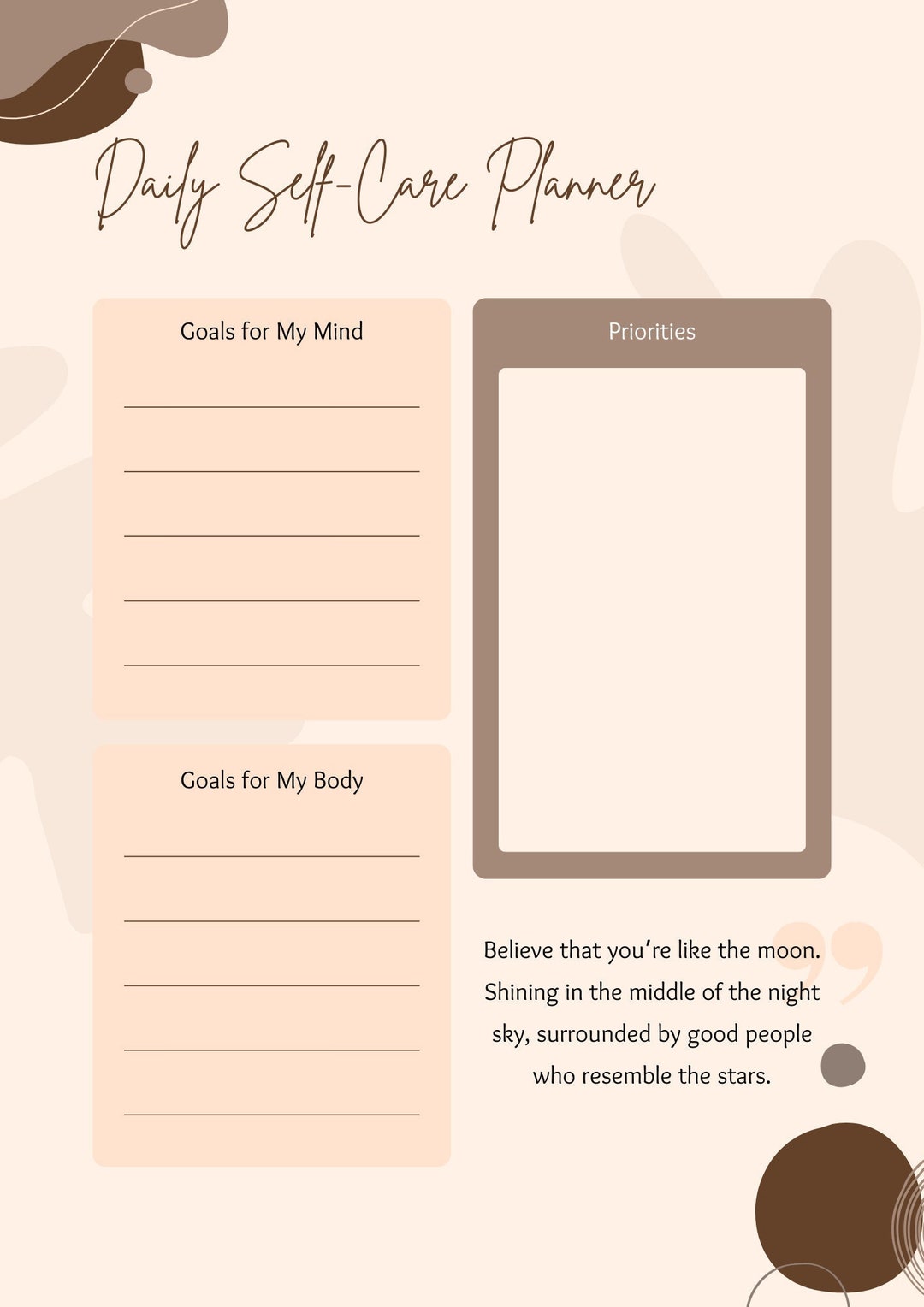 Self Care Checklist, Self-care Planner, Mindfulness, Self-love Journal ...