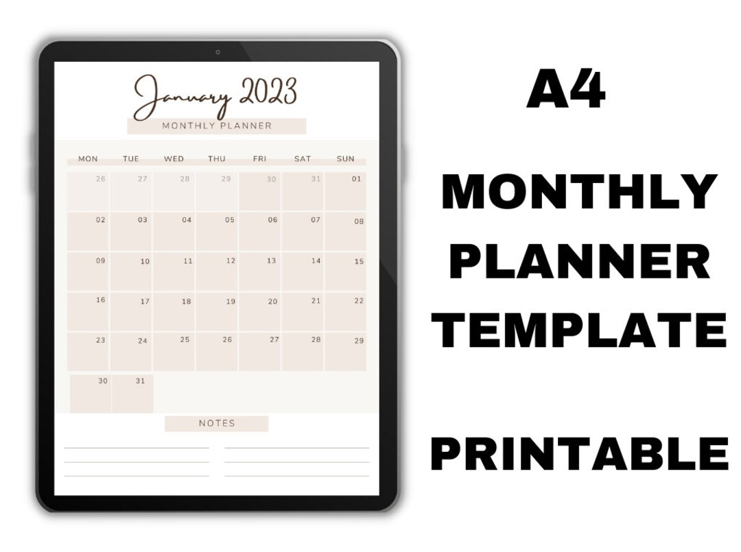 Monthly Planner Goodnotes Template, Undated Monthly Planner, Monthly ...