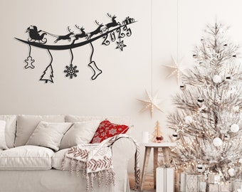 Metal Santa Sleigh Wall Art - Etsy