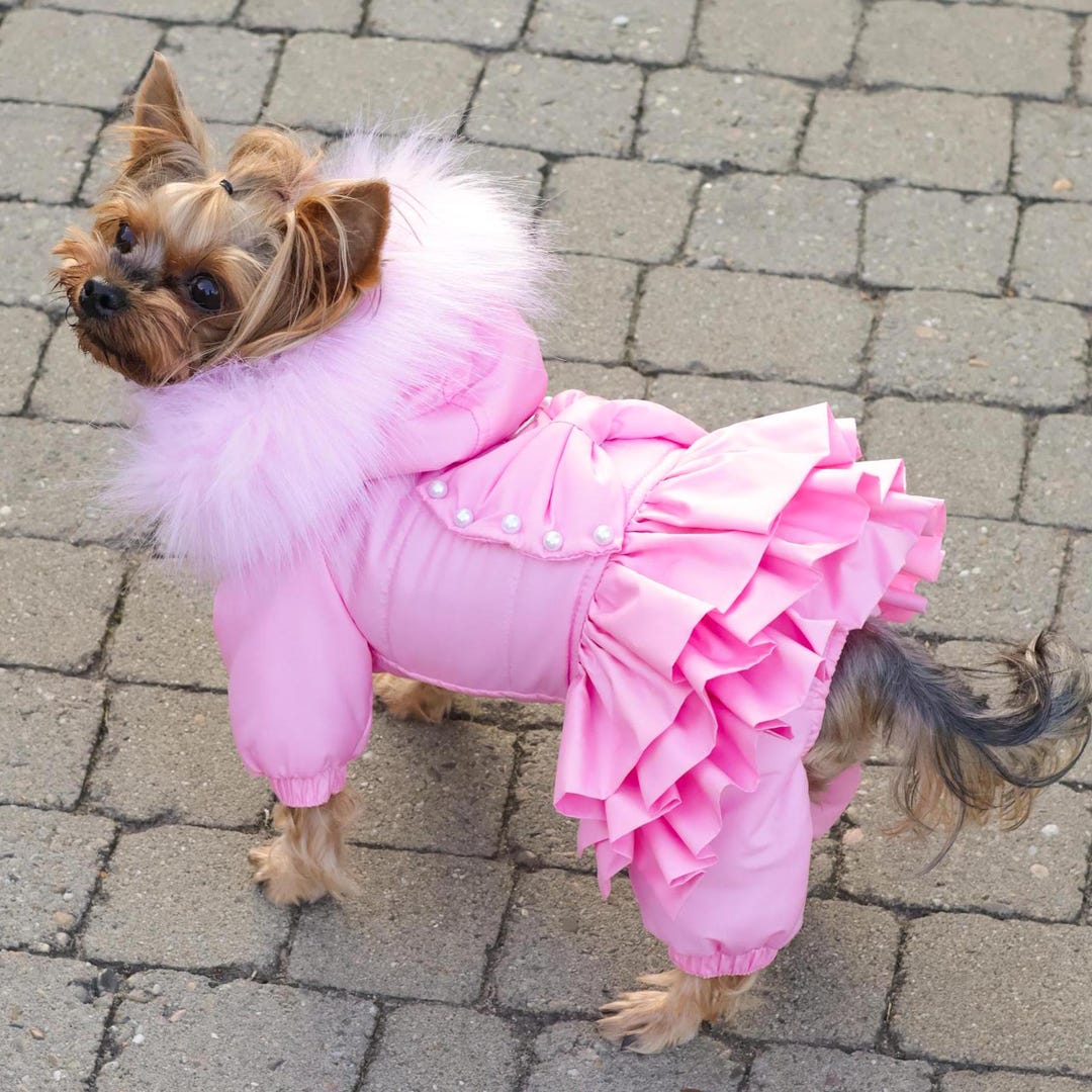 Winter Dog Clothes Pet Coat Warm Cozy Overall for Girl Dog Waterproof ...