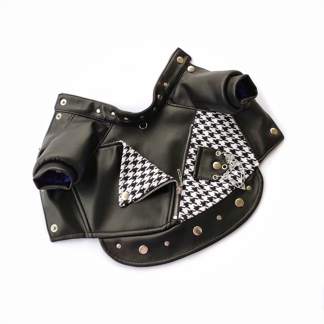 Black Leather Dog Jacket Luxyry Designer Dog Clothes Gift for Dog ...
