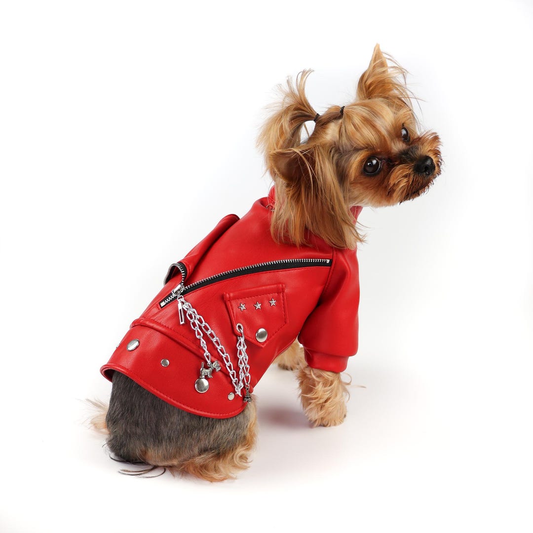 Leather Dog Jacket Dog Coat Biker Style Dog Outfit Punk Rock Pet Jacket ...