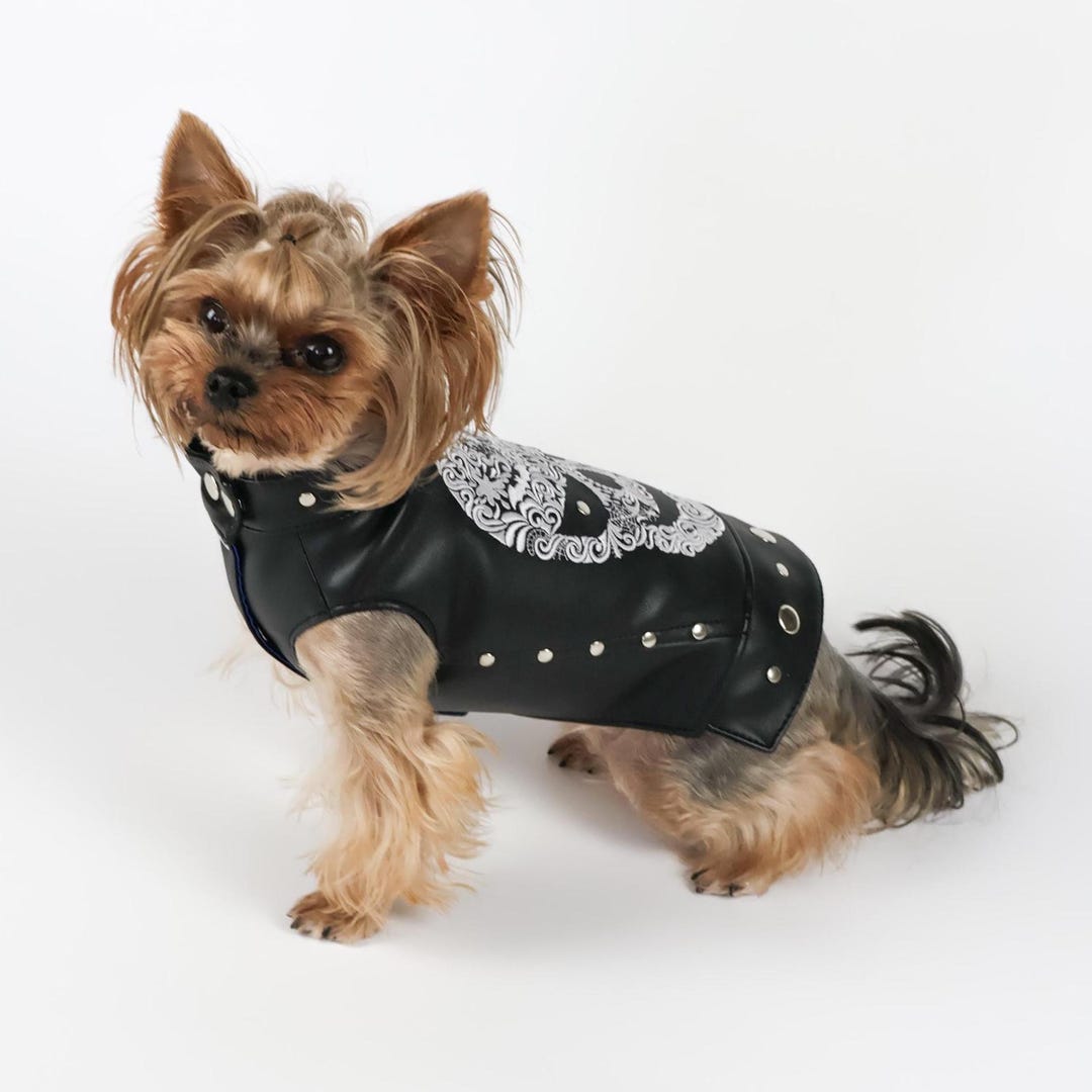 Dog Jacket Leather Dog Vest Designer Small Dog Clothes Handmade Biker ...