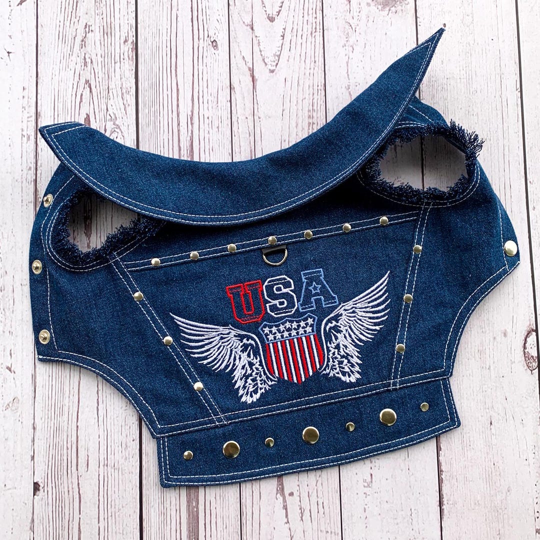 Boy Dog Clothes Denim Dog Vest Male Dog Clothes Jeans Dog Jacket Rock ...