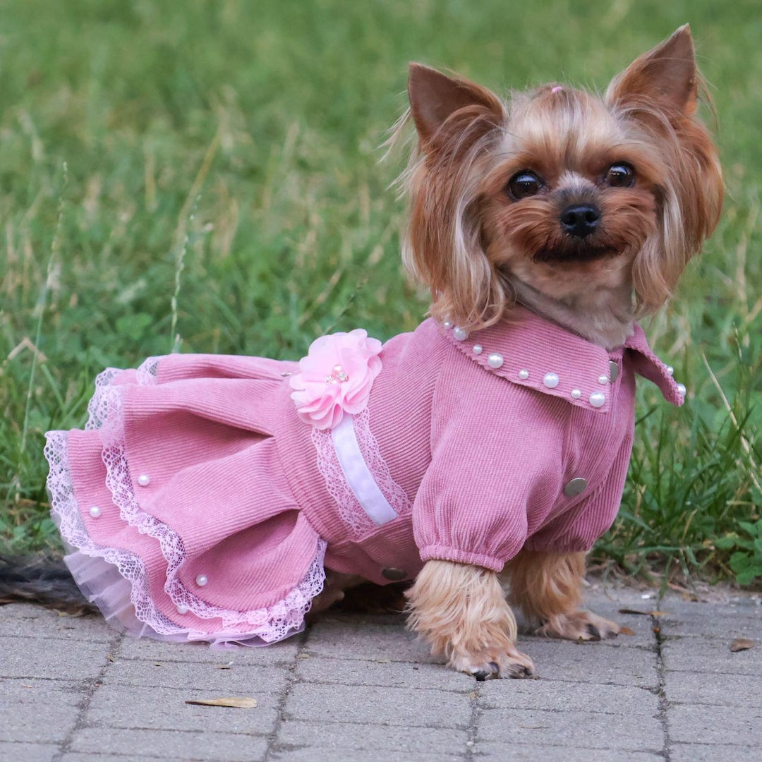 Fancy Pink Dog Dress Designer Cotton Dog Clothes Luxury Custom Puppy ...