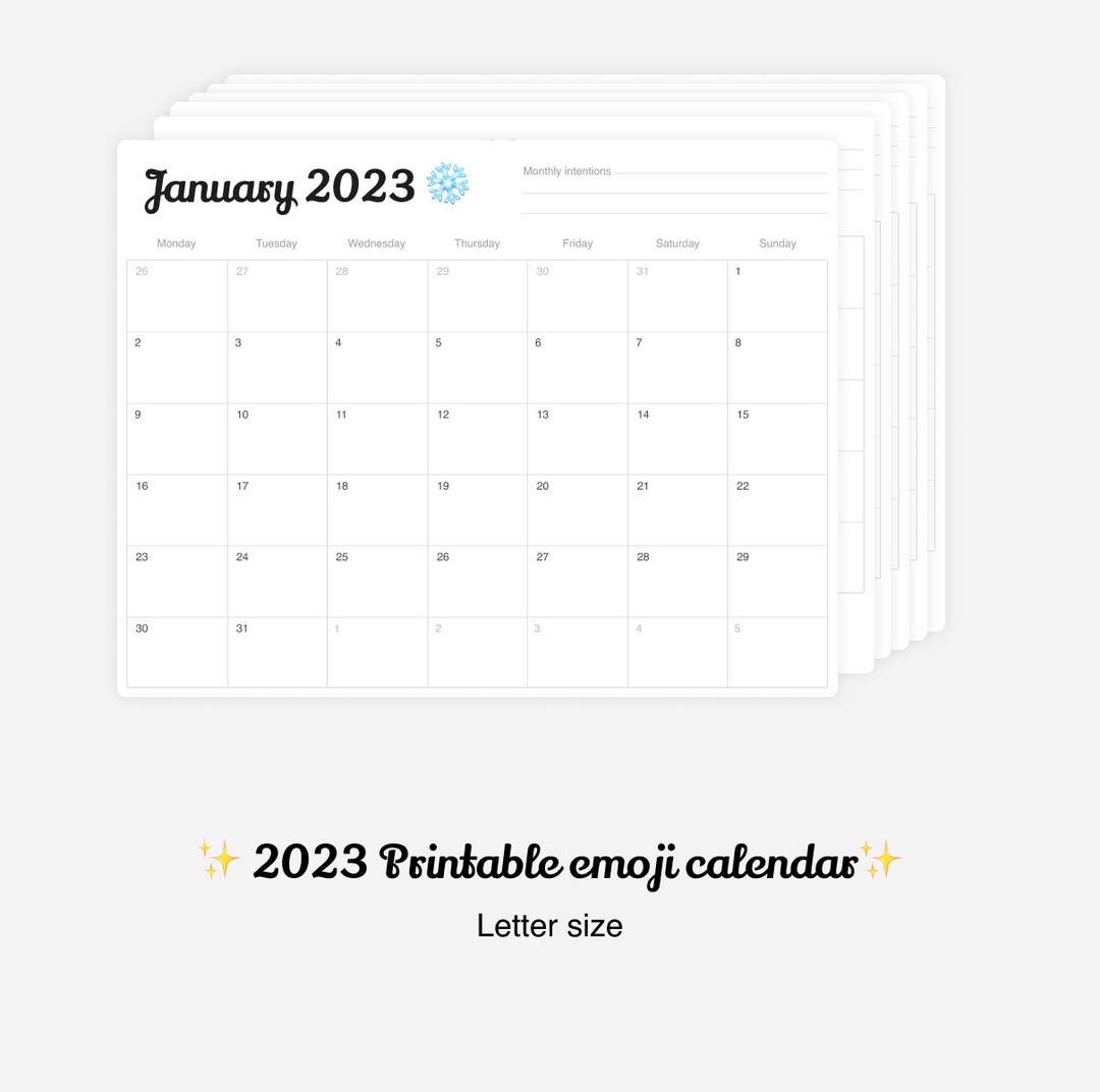 2023 Emoji Calendar Bundle Printable Monthly Calendars - Etsy