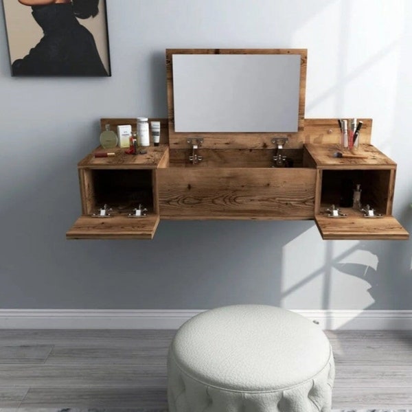 Floating Makeup Vanity With Drawers - Etsy
