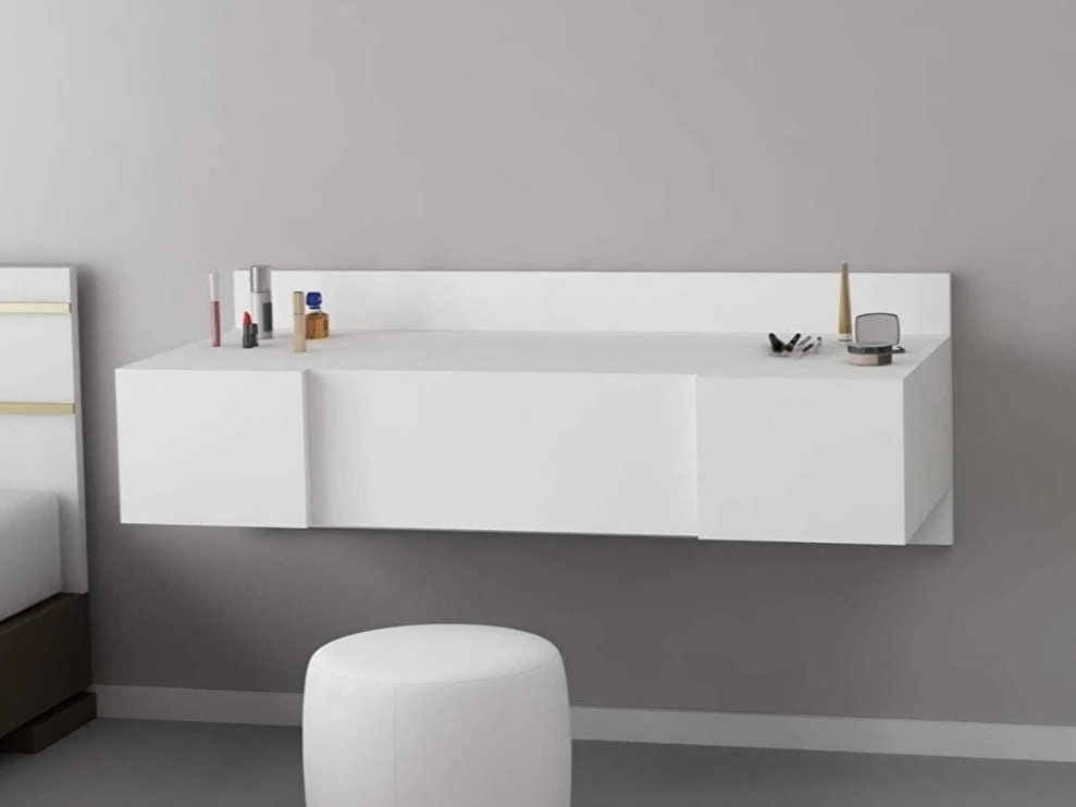Floating Makeup Table With Three Drawers, Dressing Vanity Table,wall ...