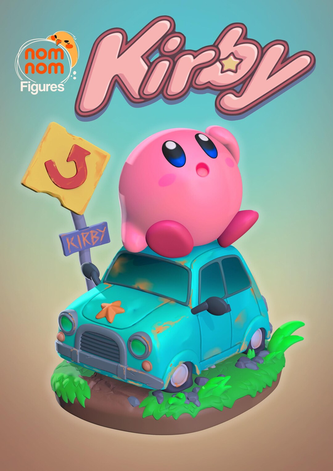 Chibi Kirby - 3D Printed Model Kit - Fan Art - Primed Resin - Etsy UK
