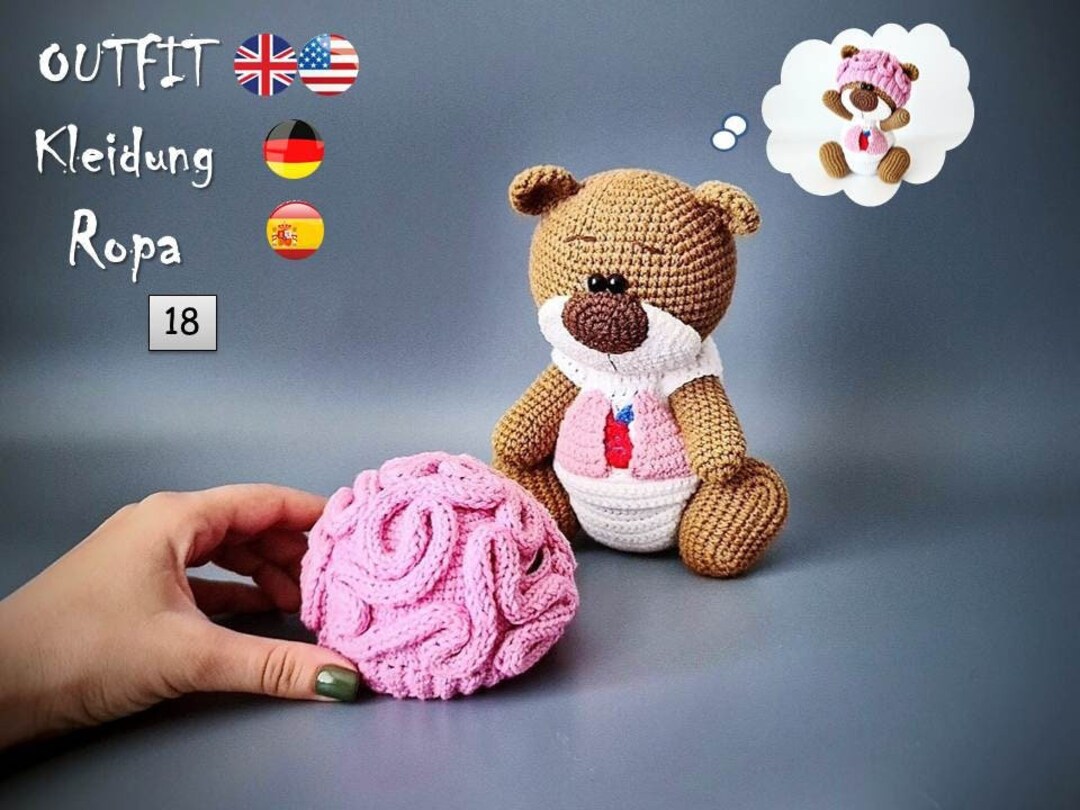 Knit and Crochet Pattern Brain Clothes for 18cm Toy / AMIGURUMI PDF ...