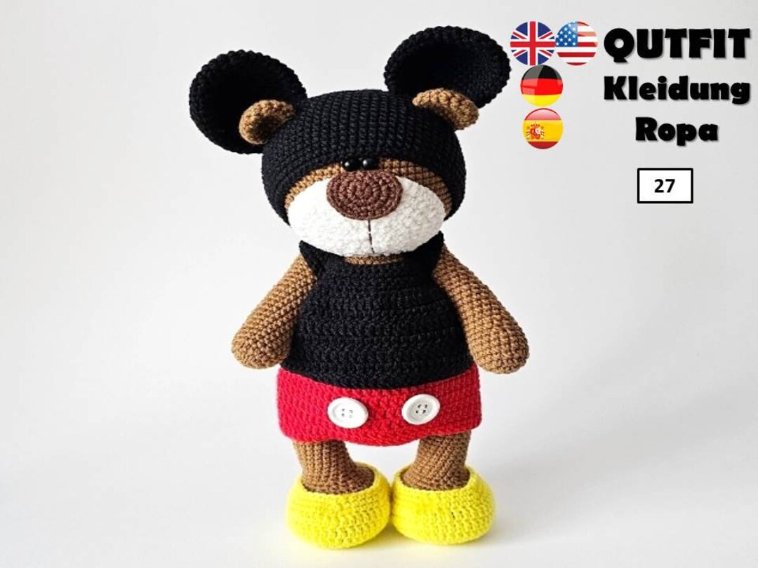 Crochet Pattern Mickey Clothes for 27cm Toy Mikki/ Bear AMIGURUMI PDF ...
