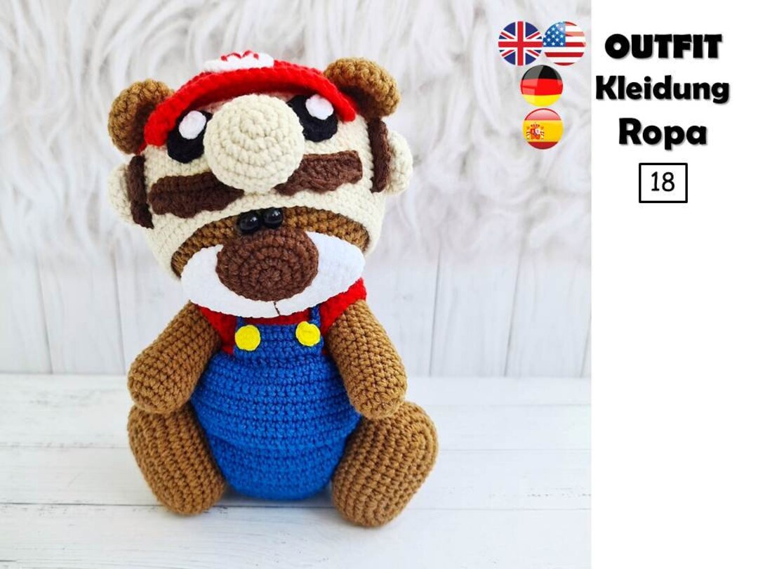 Crochet Pattern Mario Clothes for 18cm Toy / AMIGURUMI PDF Tutorial - Etsy