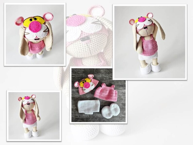 Crochet Pattern Pink Panther Clothes for 27cm Toy / Cartoon AMIGURUMI ...