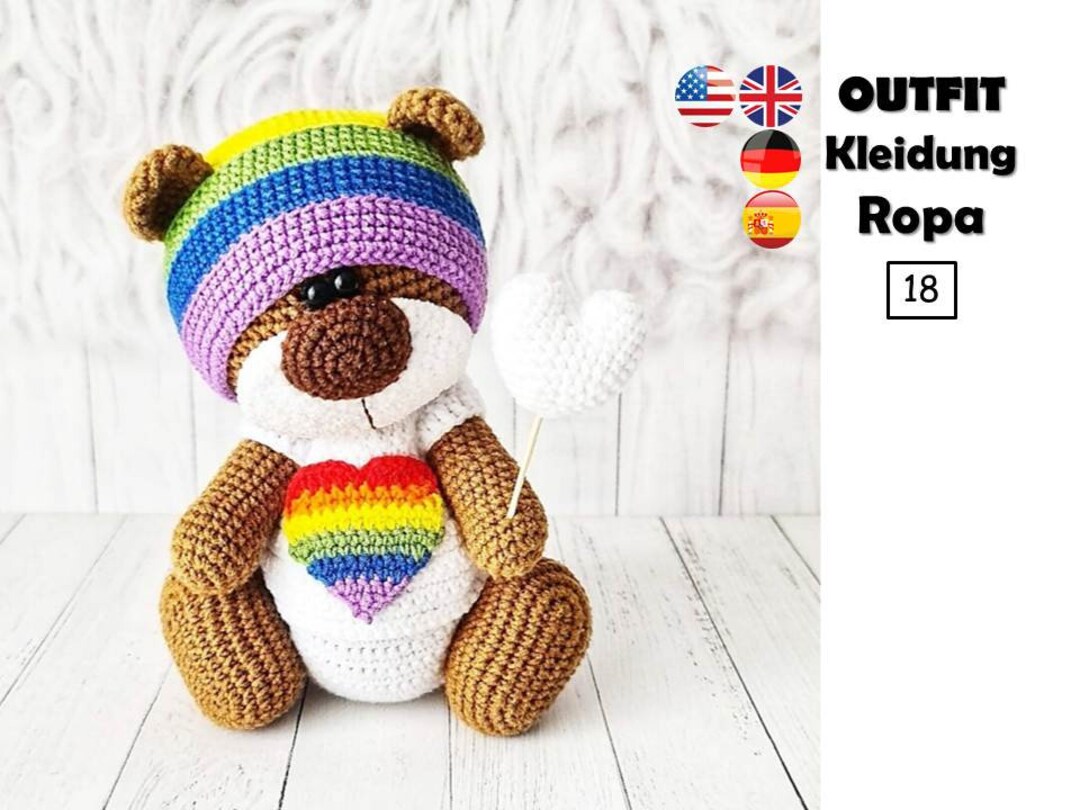 Crochet Pattern - Pride Month - Rainbow Clothes for 18cm Toy ...
