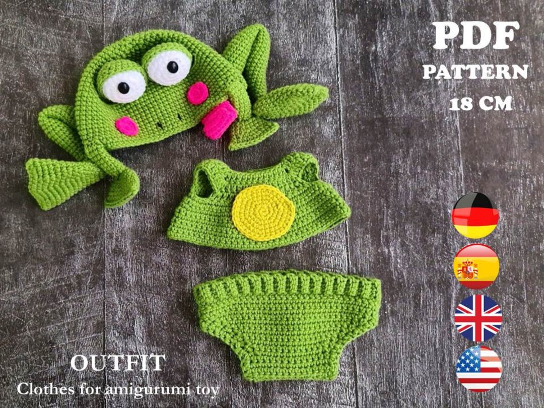 Crochet Pattern Frog Clothes for 18cm Toy / AMIGURUMI PDF - Etsy