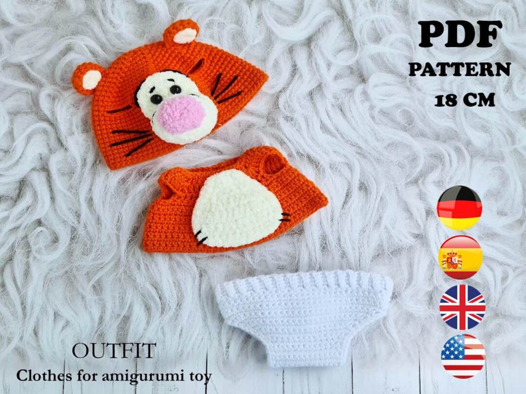 Crochet Pattern Tiger Clothes for 18cm Toy / AMIGURUMI PDF Tutorial - Etsy