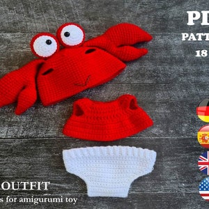 Crochet Pattern Lobster / Crab Clothes for 18cm Toy / AMIGURUMI PDF ...