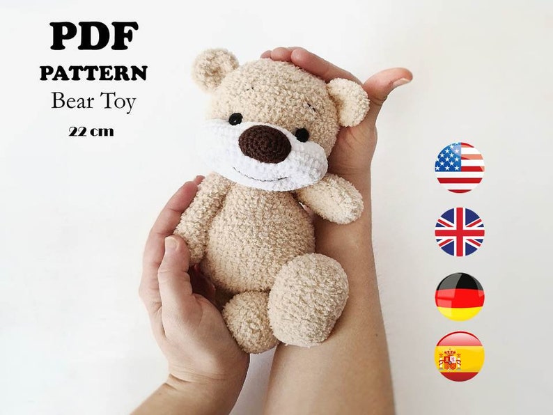 Crochet Pattern Bear Toy 22 Cm / AMIGURUMI / PDF Tutorial - Etsy