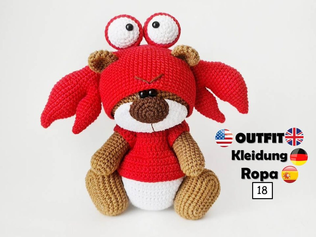Crochet Pattern Lobster / Crab Clothes for 18cm Toy / AMIGURUMI PDF ...