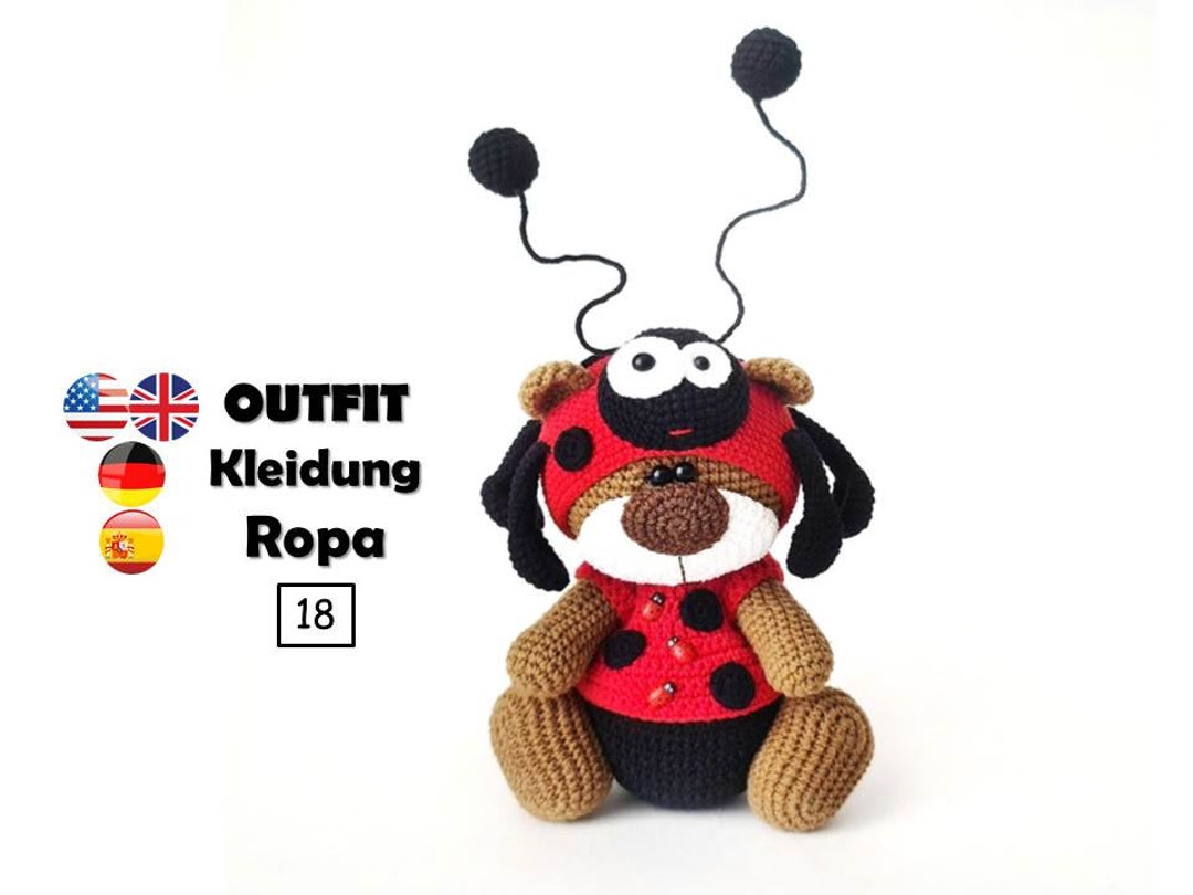 Crochet Pattern Ladybug Clothes for 18cm Toy / AMIGURUMI PDF Tutorial ...