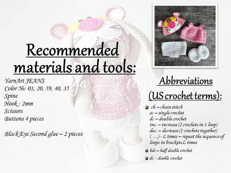 Crochet Pattern Pink Panther Clothes for 27cm Toy / Cartoon AMIGURUMI ...