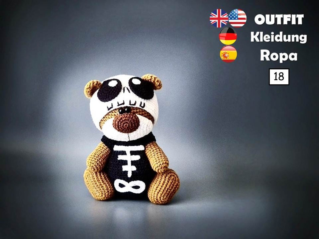 Crochet Pattern Skeleton Halloween Clothes for 18cm Toy / AMIGURUMI PDF ...