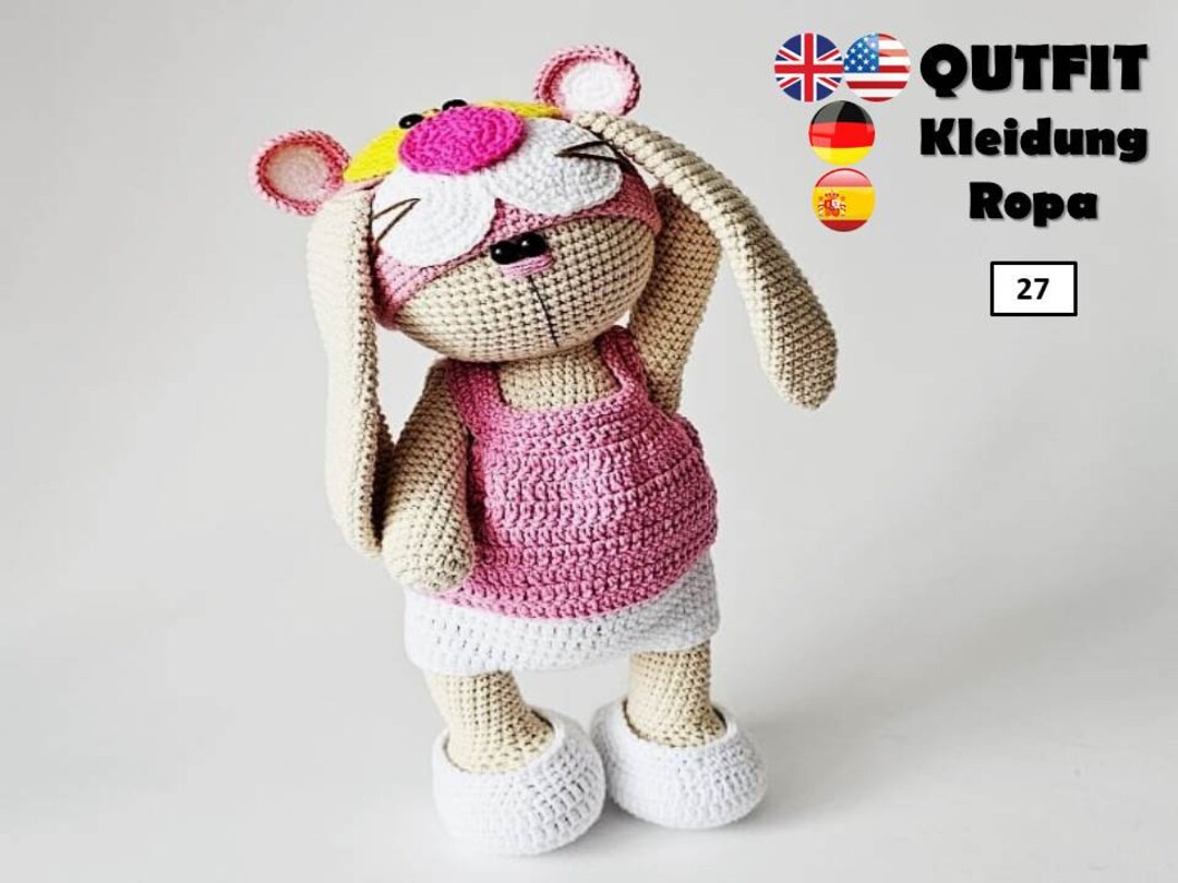 Crochet Pattern Pink Panther Clothes for 27cm Toy / Cartoon AMIGURUMI ...