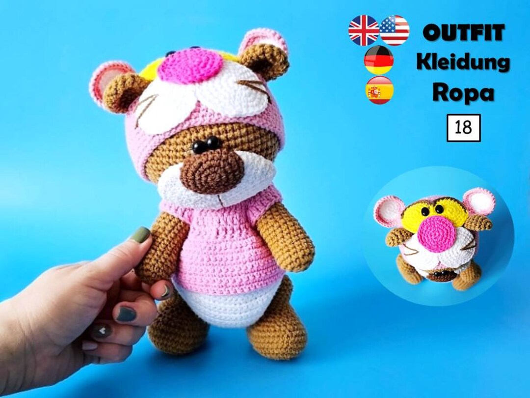 Crochet Pattern Pink Panther Clothes for 18cm Toy / AMIGURUMI PDF ...