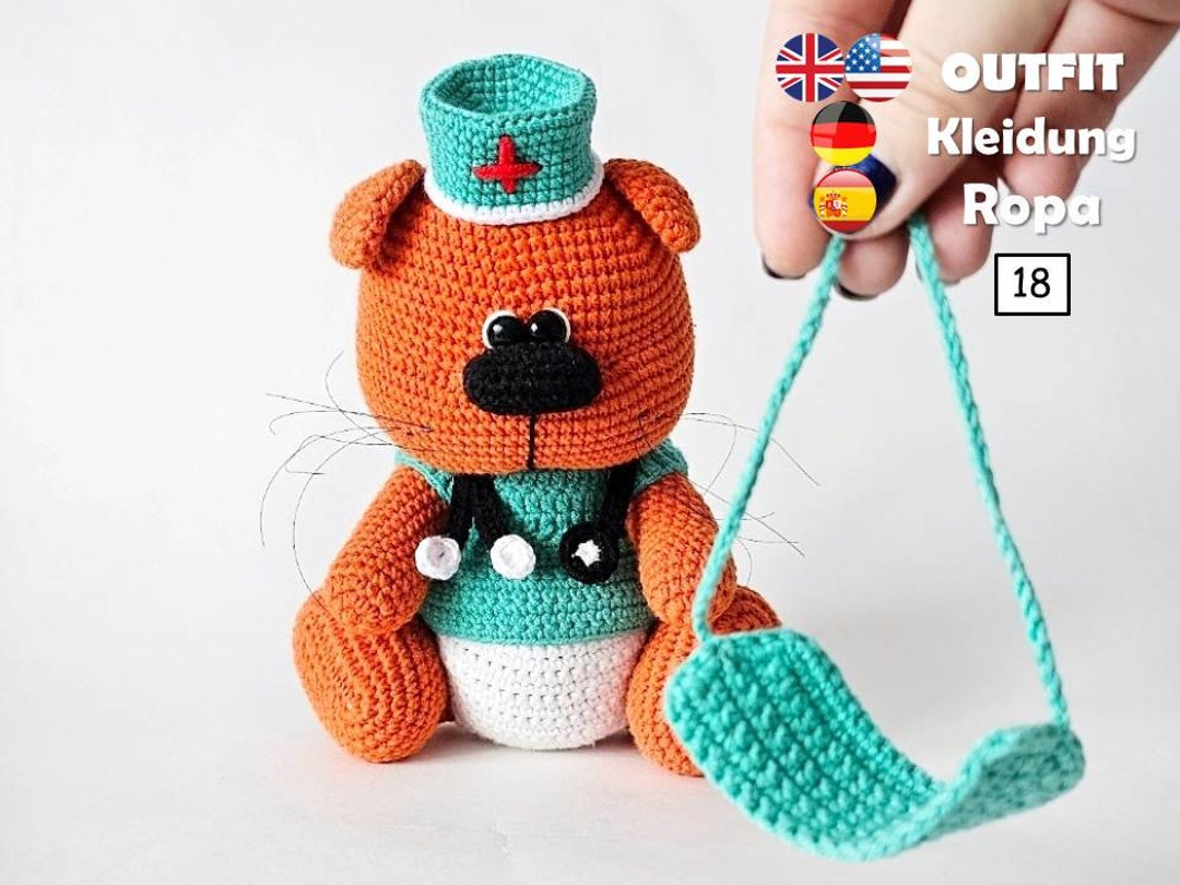 Crochet Pattern Doctor Healthcare Medical Clothes for 18cm Toy ...
