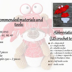Crochet Pattern Lobster / Crab Clothes for 18cm Toy / AMIGURUMI PDF ...