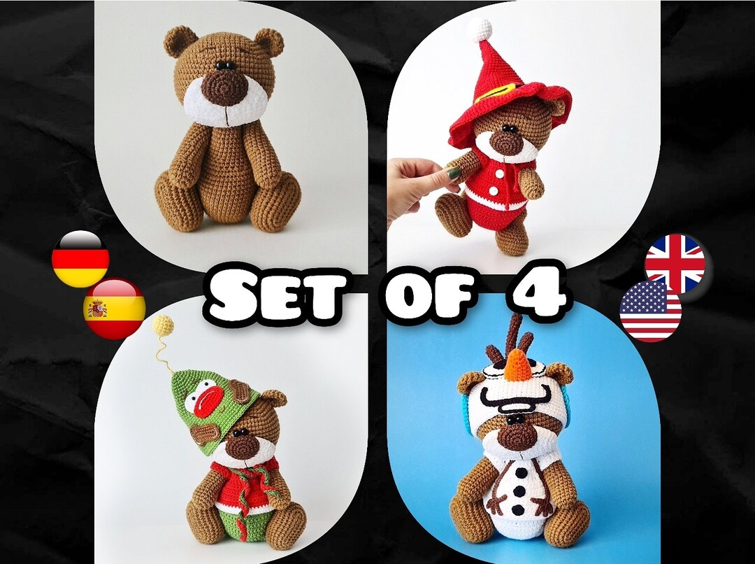 18 Cm Bear With Set of Christmas Clothes – Crochet Patterns – Amigurumi ...