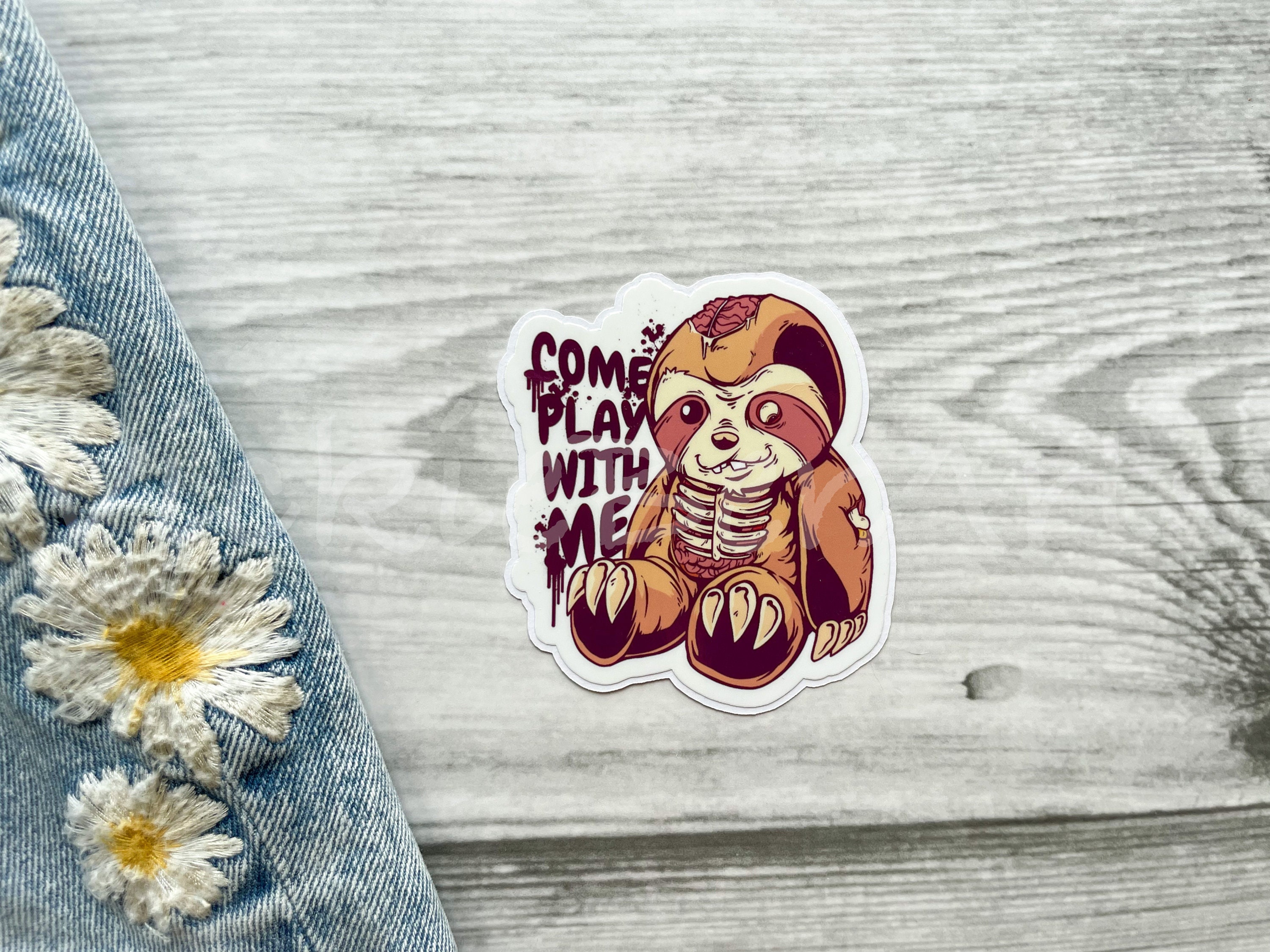 Creepy Sloth Waterproof Sticker Cartoon Sloth Decal Horror - Etsy