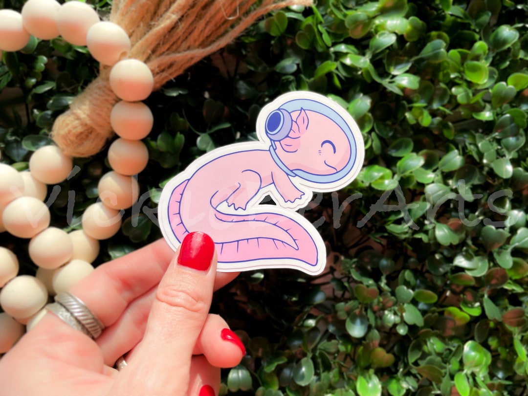 Space Axolotl Waterproof Sticker, Astronaut Axolotl Sticker, Axolotl ...
