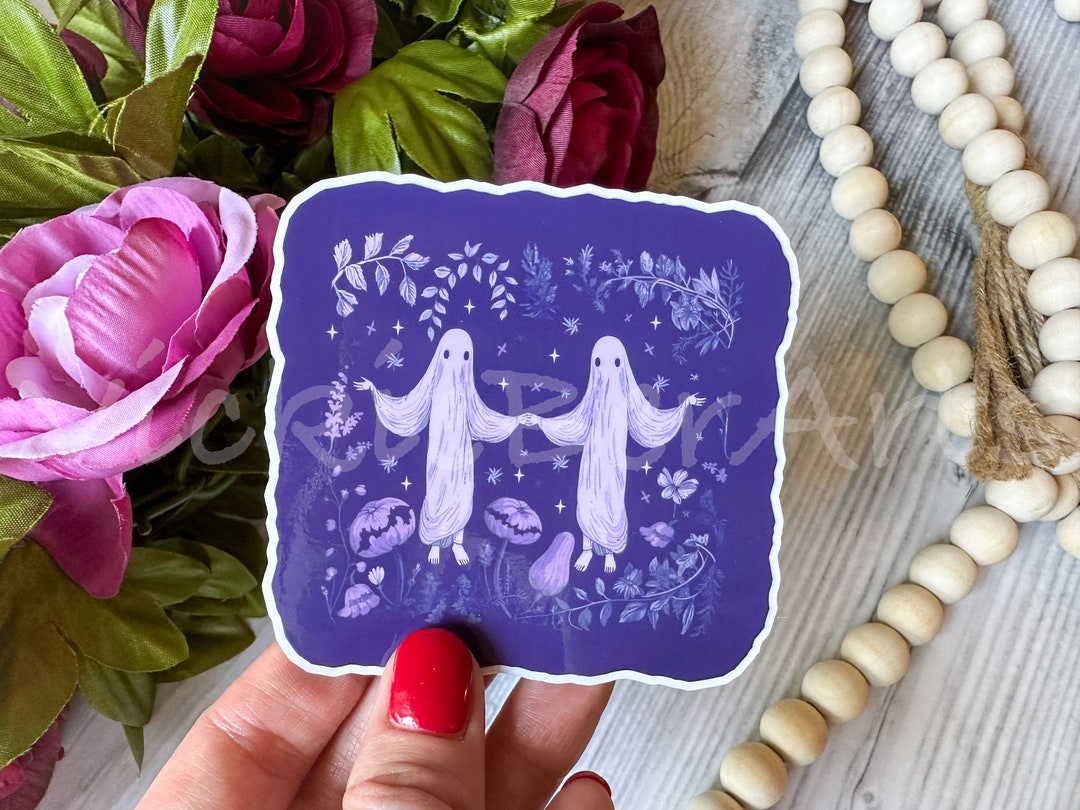 Ghosts Holding Hands Waterproof Sticker, Spooky and Cute Sticker for ...