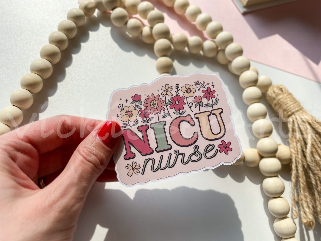 NICU Nurse Floral Waterproof Sticker, NICU Nurse Sticker in Pastel ...