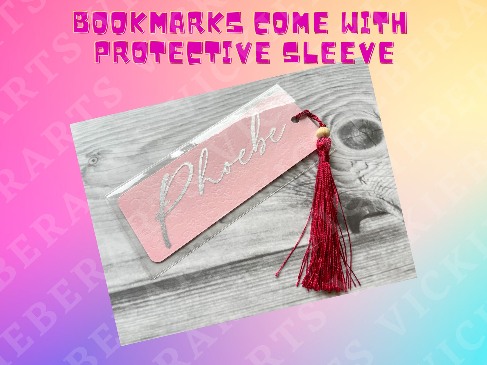 Custom Name Light Blue Bookmark, Sea and Beach Themed Personalized ...